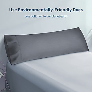 Fittia Body Pillow Case 20x54, Soft Silky Cooling Body Pillow Cover with Envelope Closure, Breathable Cooling Pillow Case 1 Pack, Dark Grey