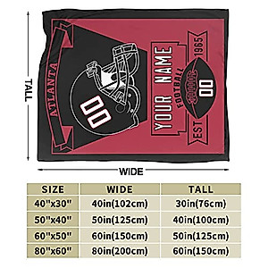 SEAGGS Custom Football Blanket for Men Personalized Fans Gifts Add Name and Number, 40" x 50", 50" x 60", 80" x 60"