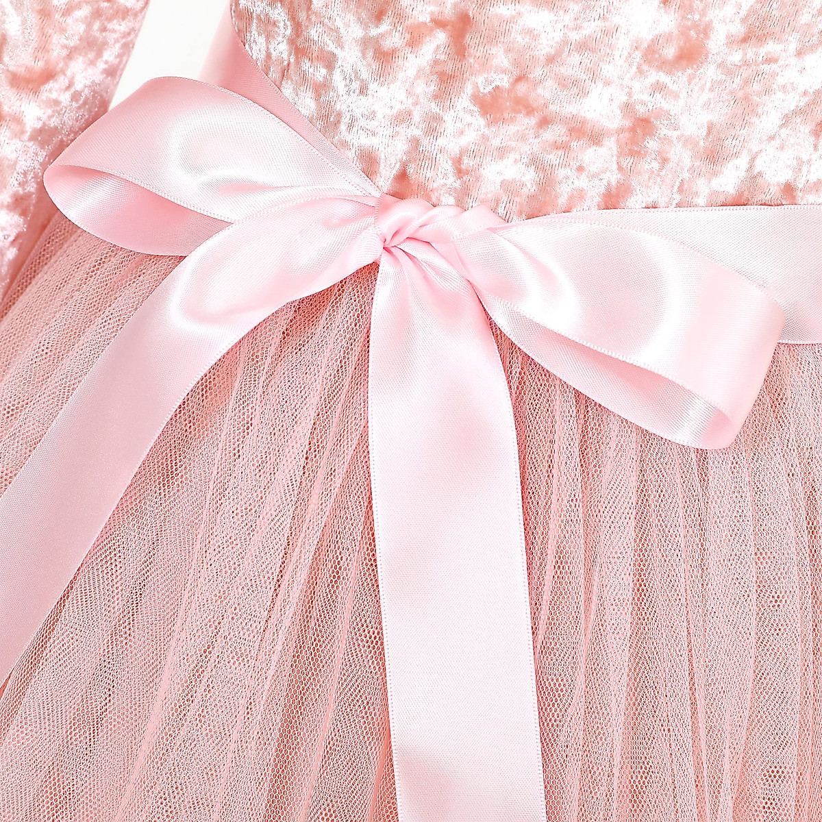 Flofallzique Girls Tutu Dress Long Sleeves Toddler Velvet Tulle Dresses for Birthday Party (2, Dusty Pink)