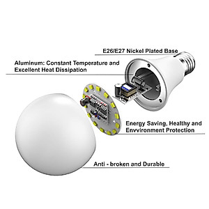 Vgogfly Sensor Lights Bulb Dusk to Dawn LED Light Bulbs Smart Lighting Lamp 7W E26/E27 Automatic On/Off, Indoor/Outdoor Yard Porch Patio Garage Garden (Warm White, 2 pack)