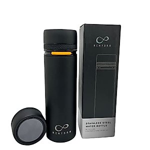 Hydr8 Rehydr8-Stainless Steel Water Bottle 17oz Thermos Coffee Flask Hydro Jug With Tea Infuser Stainless Steel Water Bottle w/ LED Temperature Display Stay Cold/Hot~24Hour-Black