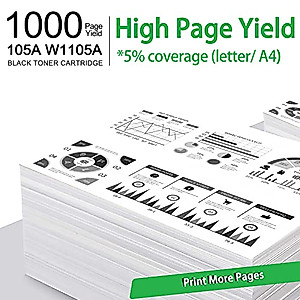 greencycle 1-Pack Black Toner Cartridge Replacement Compatible for HP 105A W1105A Work with Laser MFP 107w 107a 137fnw 135w Printers