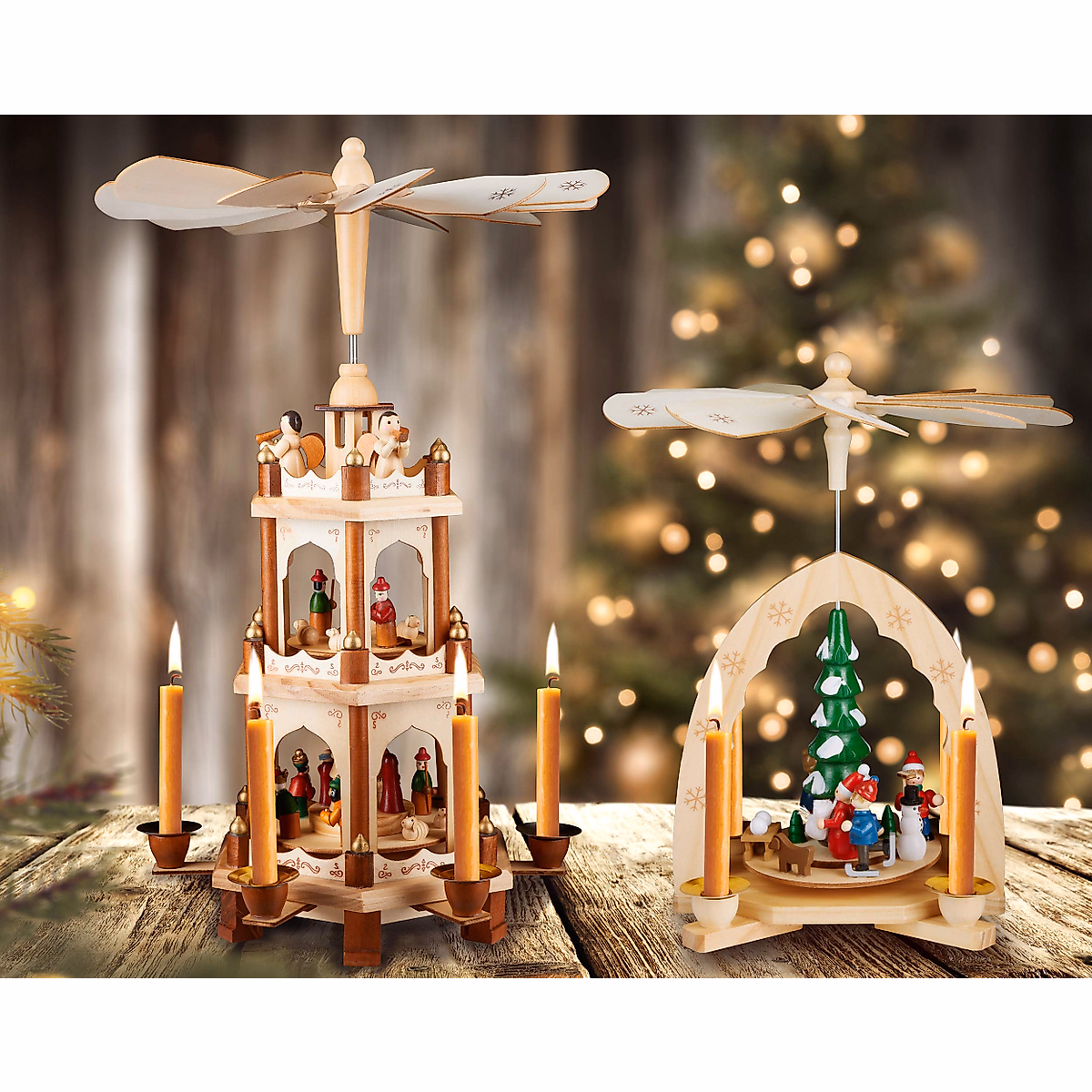 BRUBAKER 10% Beeswax Tree Candles - Pack of 20 - Honey Colored - 3¾ x ½ Inch (9.5 x 1.27cm) - Made in Europe - Pyramids, Carousels & Chimes