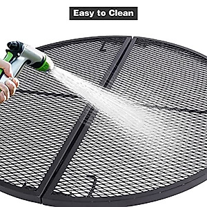 Lineslife X-Marks Fire Pit Cooking Grill Grates Portable, Heavy Duty Folding Round Campfire Grill Grate, Firepit Grill Grate with Handles for Outdoor BBQ Picnic, Black 36 Inch