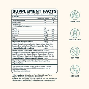 Ora Organic Greens Powder - Vegan, Gluten-Free, Organic Super Greens Drink for Energy and Detox | Antioxidants & Adaptogenic Herbs | 20+ Superfood Greens Blend - Citrus Flavor, 30 Servings