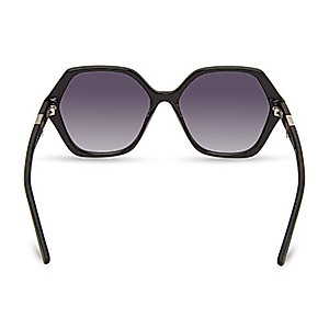 GUESS Women's Trendy Geometric Square Sunglasses, Shiny Black, 57mm