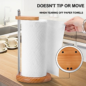 Wood Paper Towel Holder Countertop - Rustic Farmhouse Paper Towel Holder Stand - Standing Paper Towel Roll Holders - Vertical Wooden Paper Towels Holder for Kitchen Counter - Papertowellholders Rack