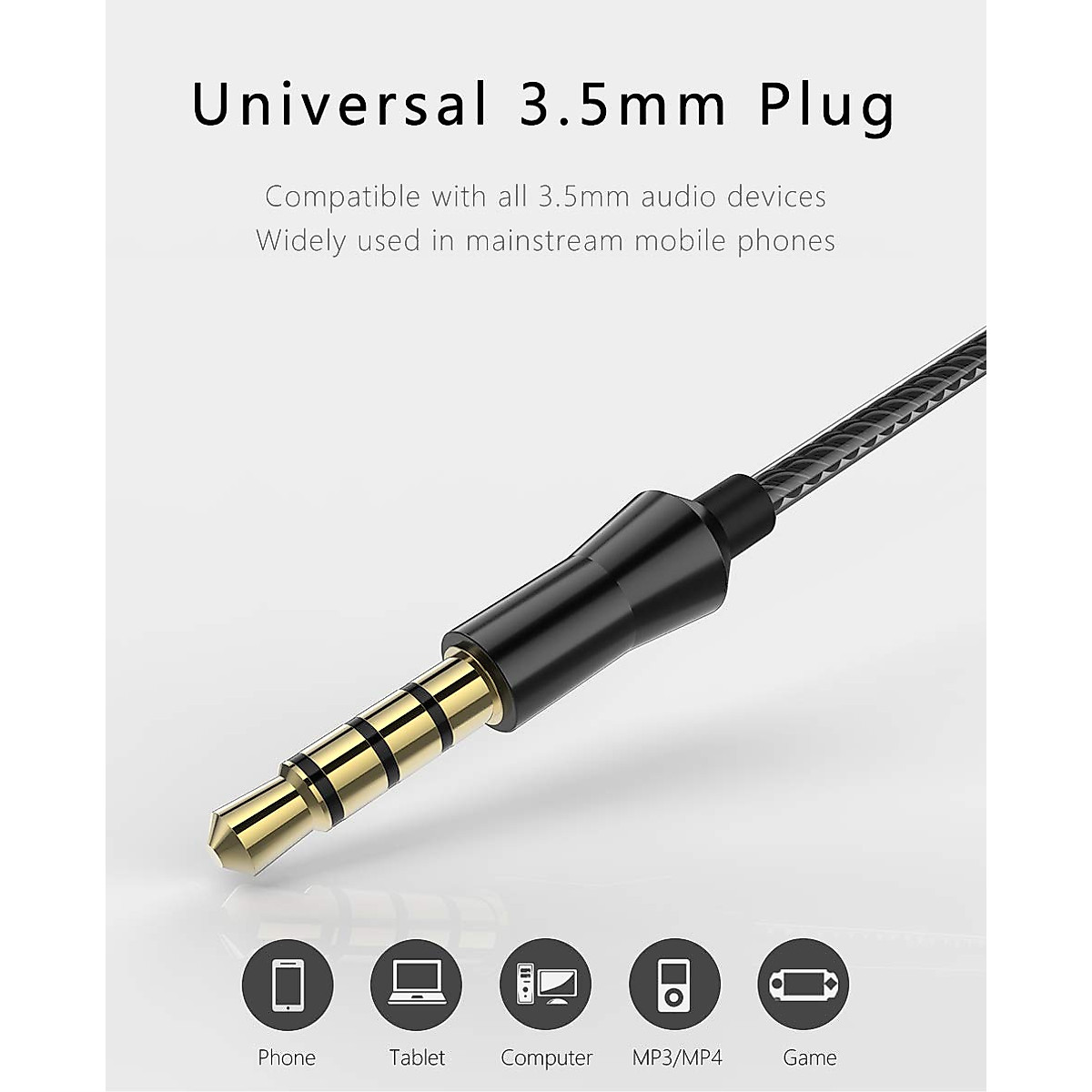 REPEDO Professional Metal Headphone in Ear Wired Earphone Heavy Bass Sound Quality Music Sport Headset Headsets with Built-in Microphone 3.5mm in-Ear Wired Earphone (D2)