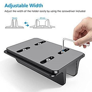 OMOTON Vertical Laptop Stand Holder, Desktop Aluminum Stand for MacBook with Adjustable Dock Size, Fits All MacBook, Surface, Chromebook and Gaming Laptops (Up to 17.3 inches), Black