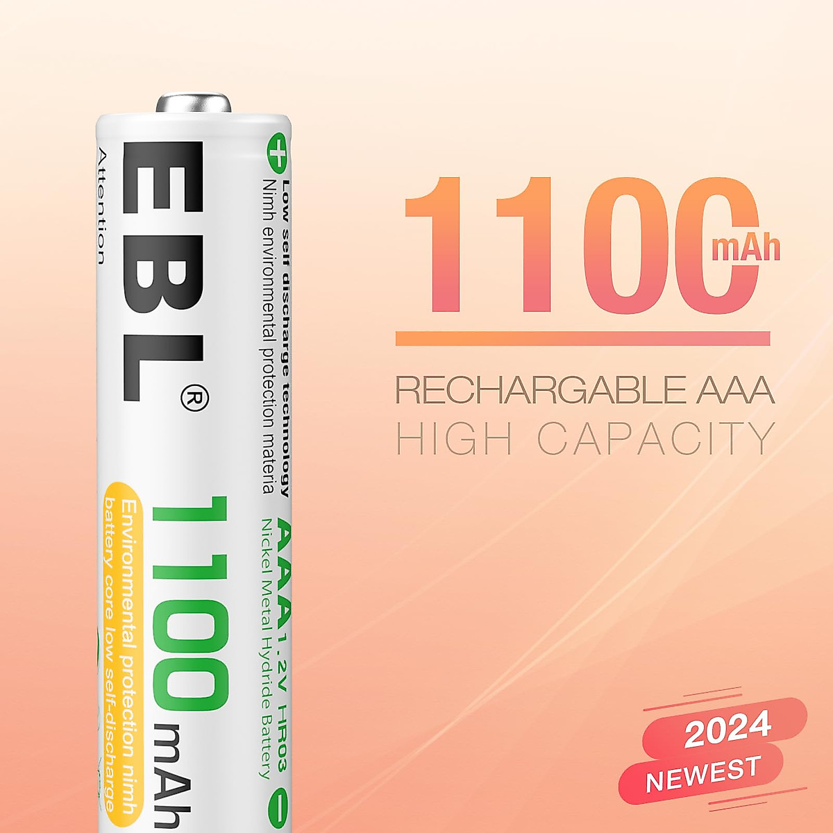 EBL Rechargeable AAA Batteries (ProCyco 1100mAh) 16 Pack 1.2V NiMH Triple AAA Battery with AA AAA Battery Charger