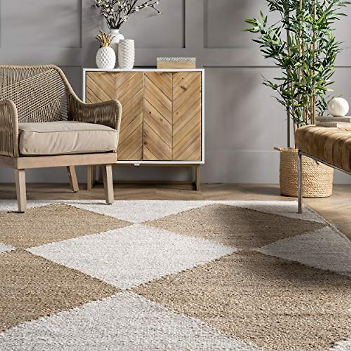 NuLOOM Pandora Diamond Jute Area Rug, 8' x 10', Ivory