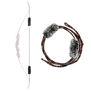 TACHYON ARCHERY Bow String Silencer Replacement for Traditional and Recurve Bow, Handmade Flemish D97 Bowstring with 1 Pair Rabbit Fur to Reduce Vibration and Noise 16 Strand 56-68 inches