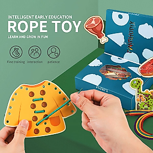 ilovepo Lacing Cards for Kids Toddlers,Clothes Dresses Shoes Lace & Trace Activity Set,Montessori Toys Sewing Educational Play Toy for Boys & Girls