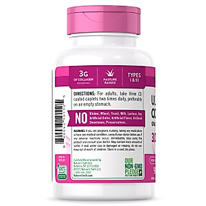Nature's Truth Collagen Peptides | 90 Caplets | Type 1 and 3 with Vitamin C | Grass Fed, Non-GMO and Gluten Free Pill Supplement