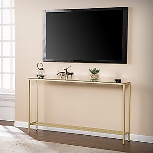 Furniture HotSpot Metal Skinny Console Table - Slim Profile w/Mirror Top (56x30)