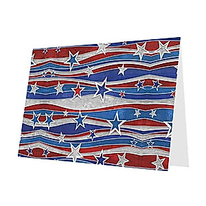 MQGMZ Patriotic Stars Strips Independence Day Print Holiday Greeting Cards Blank Note Cards With Envelopes For All Occasions Birthdays