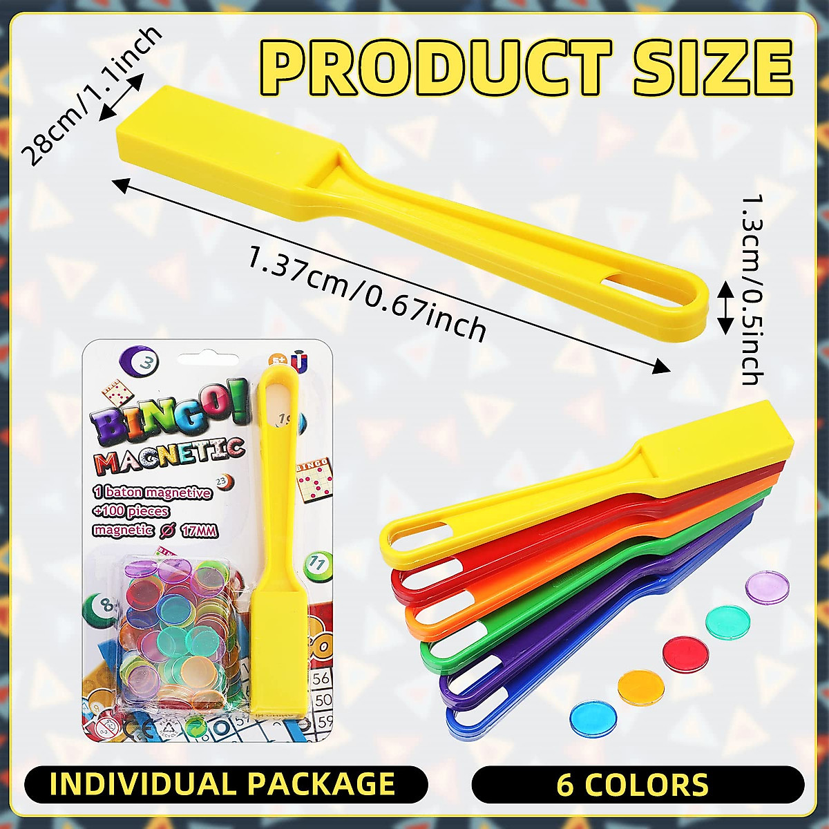 Sratte Magnetic Bingo Chips with Wand Bulk for Bingo Games 3000 Bingo Chips 30 Magnet Wand for Large Group Family Game, Sensory Bins, Counting and Sorting, Science and Educational Activities for Kids