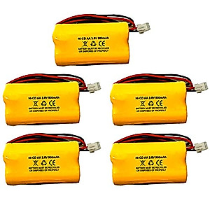 (5 Pack) 3.6v 900mAh Ni-Cd Exit Sign Emergency Light Battery Exitronix 10010037 Max Power B2-0031 Unitech AA900MAH Unitech LEDR-1 6200RP Dantona CUSTOM-318 OSA230 Lowes 253799 BGN800-3GWP-PR326EC