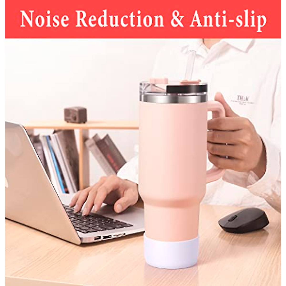 KTKUDY 2Pcs Protective Silicone Boot for Stanley Quencher Tumbler 30 oz 40 oz & IceFlow 20oz 30oz & Hydro Flask Water Bottle 12-24oz - Cup Bottom Sleeve - Stanley Cup Accessories, Mist