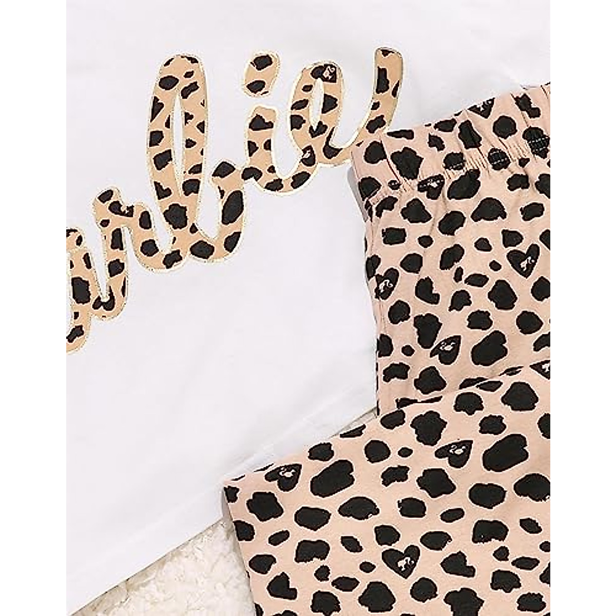 Barbie Pyjamas Womens Animal Print Logo Cropped T-Shirt Bottoms Pjs White