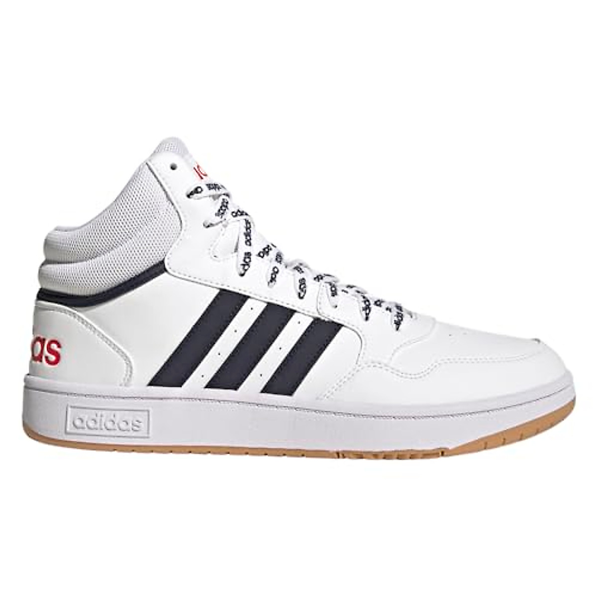 adidas Men's Hoops 3.0 Mid Basketball Shoes, White/Ink/Vivid Red, 8.5