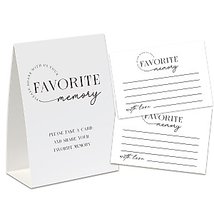 Xenseou Share A Memory Sign and Cards, Share A Memory Set for Celebration of Life/Birthday/Anniversary/Funeral/Graduation/Bridal Shower Game, Keepsake Funeral Card, Simple Funeral Memory Card-SAM05