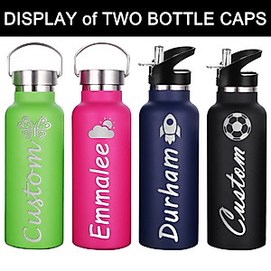 Personalized Water Bottles with Straw, Custom Insulated Water Bottle Engraved Name Text for Women Men Girls Boys-12oz/26oz