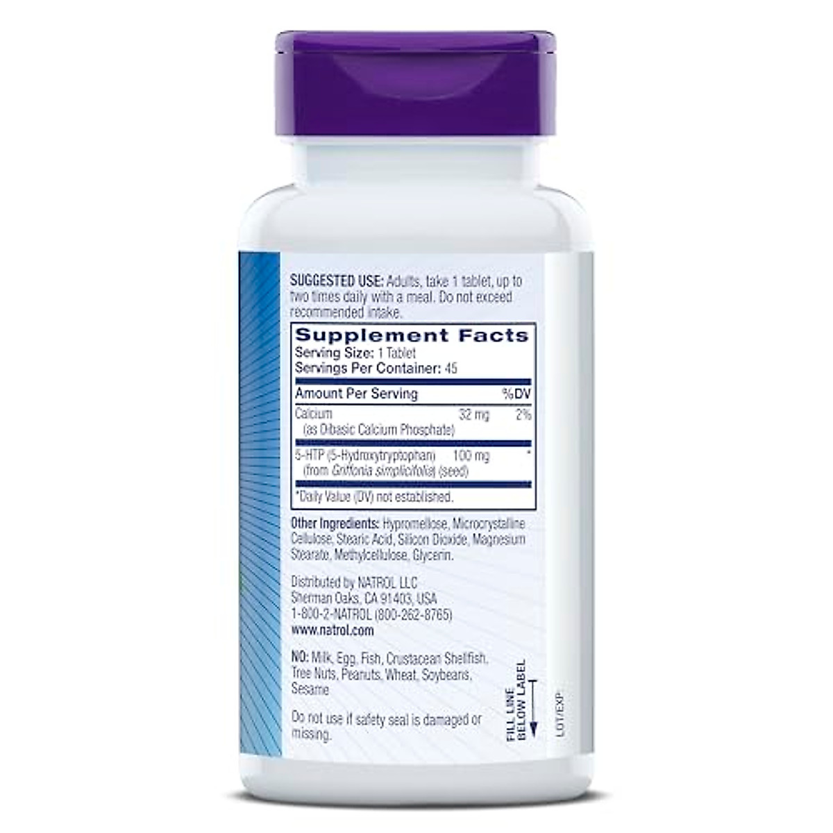 Natrol 5-HTP Time Release tablets, Promotes a Calm Relaxed Mood, Helps Maintain a Positive Outlook, Enables Production of Serotonin, Drug-Free, Controlled Release, Maximum Strength, 100mg, 45 Count