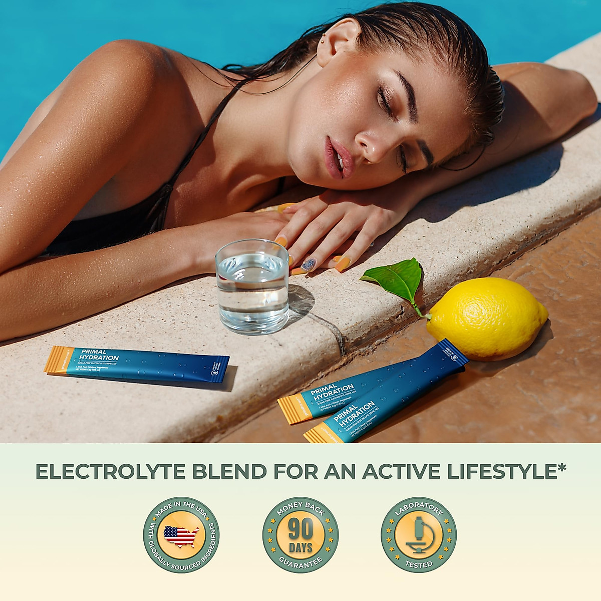 Primal Harvest Electrolytes Powder Packets Primal Hydration, Easy Open Packets, Energy Drink Mix (Lemon Berry, 30 Packs)