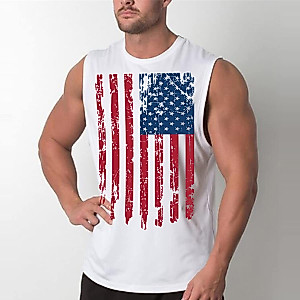 Heralady 4th of July Shirts Mens Muscle Tank Top Sleeveless Graphic Gym Workout American Flag Shirt P5 XLarge