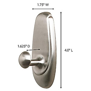 Command Large Timeless Hook, Brushed Nickel, 1-Hook, 2-Strips, Decorate Damage-Free
