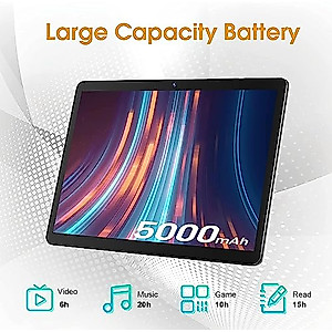 SGIN 10.1 Inch Tablets, Android 12 Tablet, 2GB RAM 64GB ROM, Quad-Core Processor, 5000mah, 2+5MP Camera, WiFi, IPS HD Touch Screen (Black)