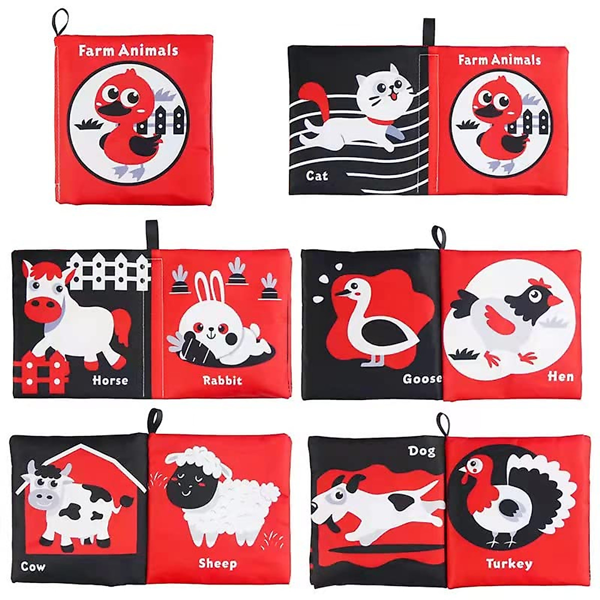 4 Baby Crinkle Books 0-6 12 Months， High Contrast Black and White Book， Touch and Feel Crinkle Cloth Book Soft Baby's First Fabric Book Activate Visual & Brain for Newborn, Toddler and Infant