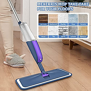 Wet Mops for Floor Cleaning- MEXERRIS Spray Mop with Spray Floor Mops with 3 Reusable Replacement Mop Pads 2 Bottle Microfiber Hardwood Floor Mops for Laminate Wood Ceramic Tiles Floor Cleaning