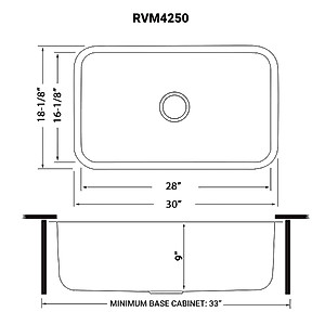 Ruvati 30-inch Undermount 16 Gauge Stainless Steel Kitchen Sink Single Bowl - RVM4250