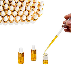 BEGIKET 50PCS Transparent Sample Dropper Bottles, 3 ml Mini Essential Oil Dropper Bottles, Perfume Bottles with 2 Plastic Droppers for Travel Test Samples