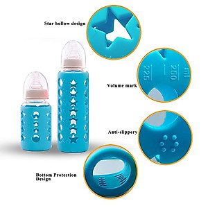 Glass Baby Feeding Bottle Cover, RTDEP Anti-Slip Baby Bottle Sleeve Silicone Covers Protect Insulating