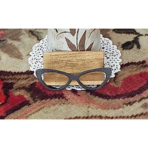 Cat Eyeglasses Style Wooden Desktop Business Card Holder