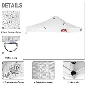 MASTERCANOPY Replacement Pop Up Canopy Top (8x8, White)