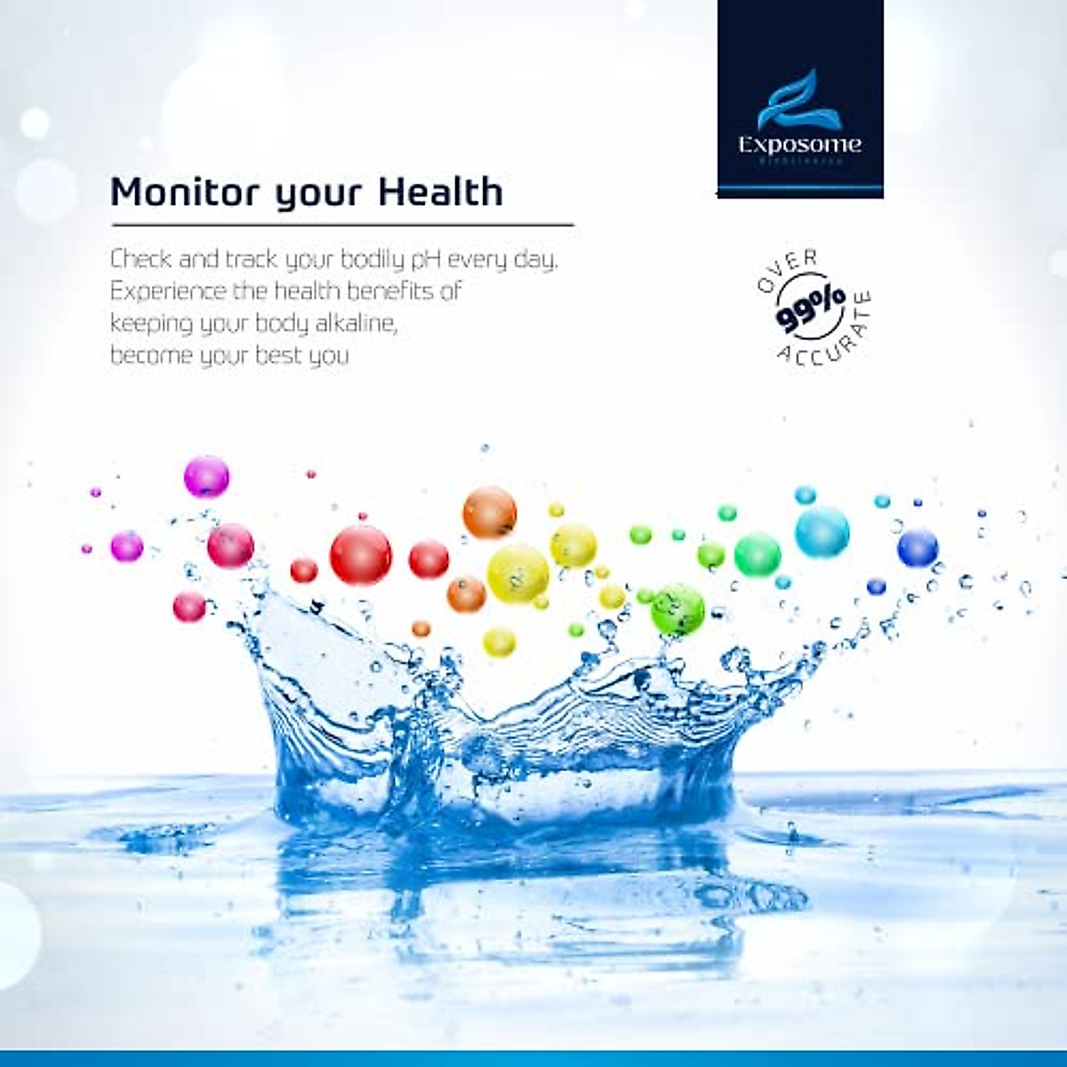 Exposome BioSciences pH Test Strips.(100 Pack).Universal Tests for Alkaline or Acid Levels in Body(Saliva & Urine),Drinking Water,Clear Liquids,Beauty Products. Statistically Significant Test Results.