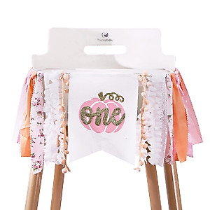 Pumpkin High Chair Banner for 1st Birthday - Our Little Pumpkin Banner, Halloween Birthday Banner, Baby Girl First Birthday Decorations, Fall Party Photo Prop