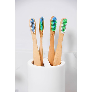 Woobamboo! Bamboo Toothbrush - Adult - Medium BPA-Free Nylon Bristles - Eco-Friendly, Biodegradable, Compostable, Vegan (Pack of 4)