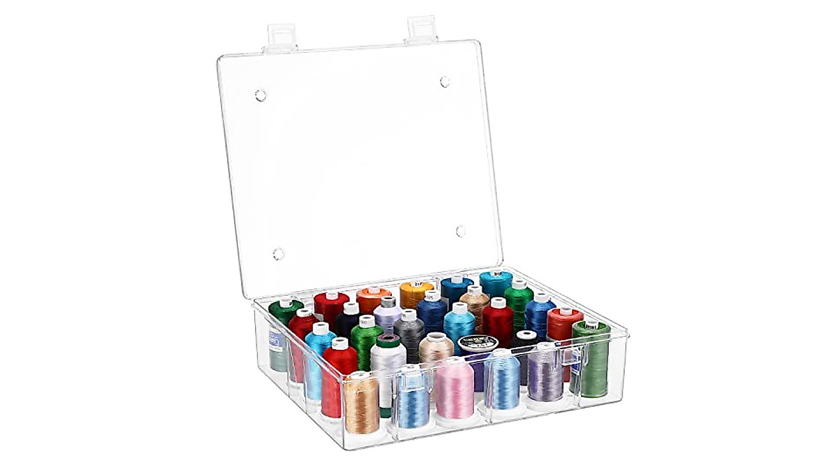 New brothread Pack of 2 Clear Storage Boxes for Thread Spools