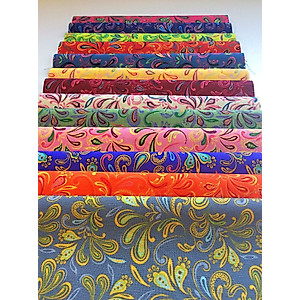 5 Inch 102 Pcs Quilt Squares Charm Pack 100% Cotton Fabric Fleur De LIs Bright