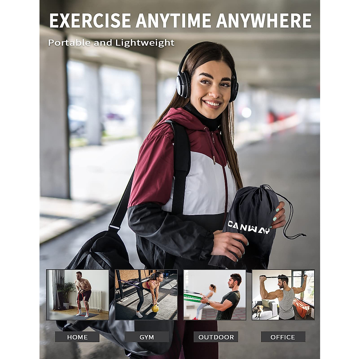 CANWAY Pull Up Assistance Bands, Resistance Bands Set Workout Stretch Fitness Bands, Heavy Duty Exercise Bands for Body Working Out,Powerlifting,Training, Set of 4, with Instruction Guide,Carrying Bag