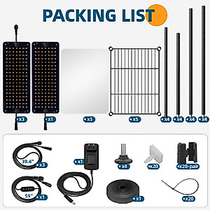 Barrina Plant Shelf with Grow Light, 5-Tier Plant Stand with 40W Ultra-Thin Grow Light Panel for Hydroponics, Seedlings, Succulents, Veg, Flowers & More, Timer Switch, 15.7" L x 11.8" W x 59.1" H