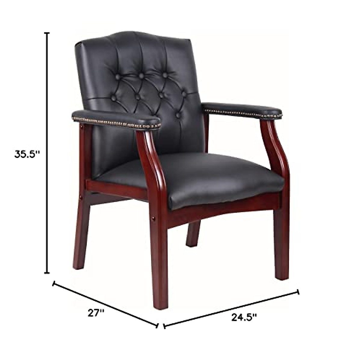 Boss Office Products Ivy League Executive Guest Chair, Vinyl, Black