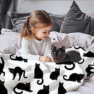 Black Cats Blanket Throw Super Soft and Cozy Blankets for Home Decoration, Couch, Bed, Sofa 50"x40" Small for Kids for All Seasons