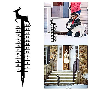Gift 24cm Snowflake Snow Measuring Instrument Snowmobile Snow Measuring Instrument Metal Snow Measuring Ruler Outdoor Garden Ornament Gauge Woodworking (Black, One Size)