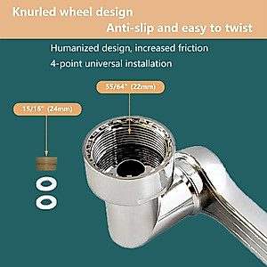 HYERIS 1080° Swivel Faucet Aerator,Twist and Swivel Kitchen Bathroom Sink Aerator,Universal Robotic Arm,Pressurized Water Saving Faucet Aerator & Diverter Valve,Two Water Outlet Modes Nozzle. (ABS)